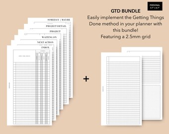 A5 Getting Things Done Printable Planner Inserts, GTD Method Insert ...