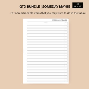 A5 Getting Things Done NO GRID Printable Planner Inserts, GTD Method ...