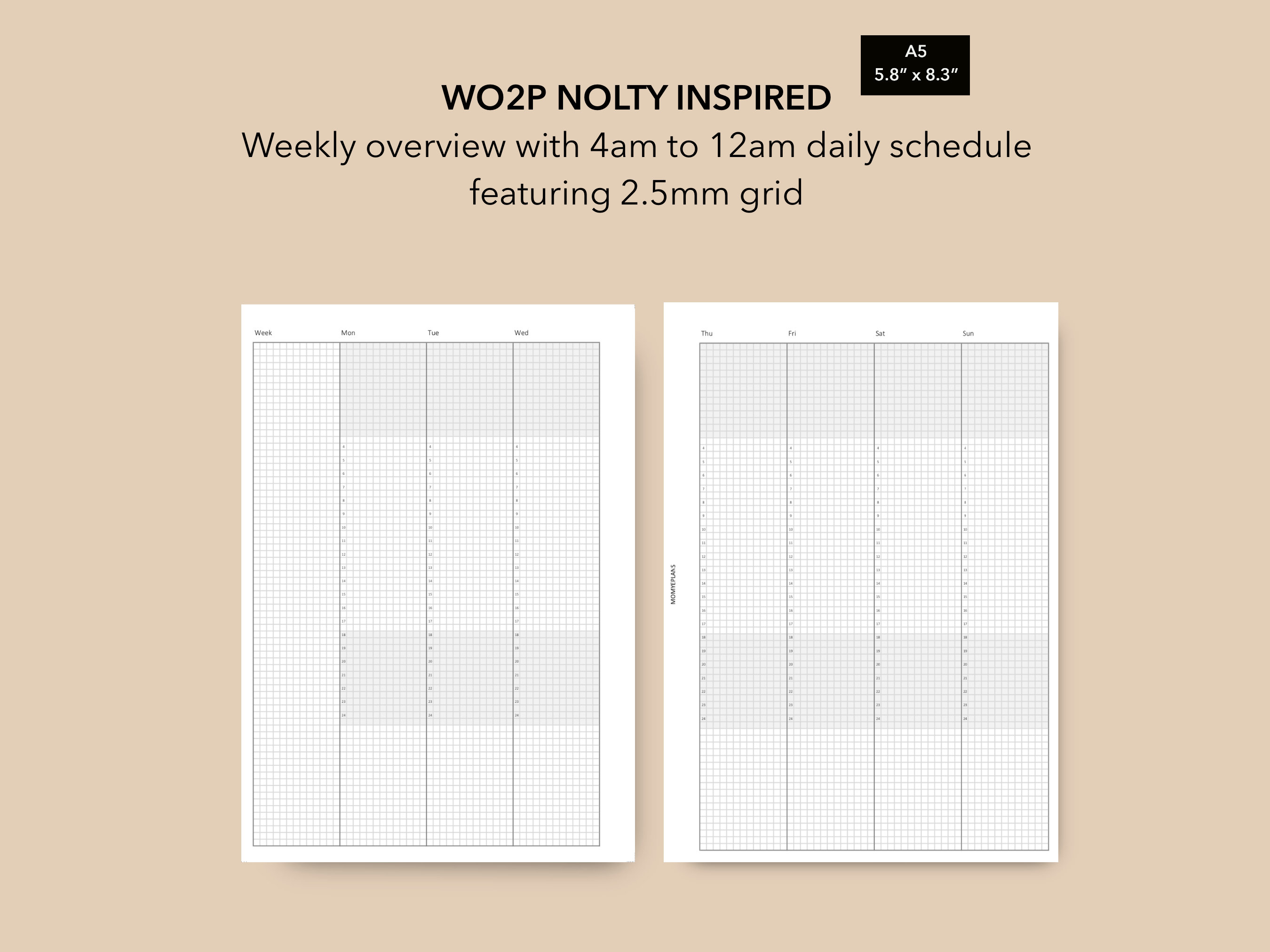 A5 Nolty Inspired Weekly 2.5mm Grid Weekly Planner Pages - Etsy Canada