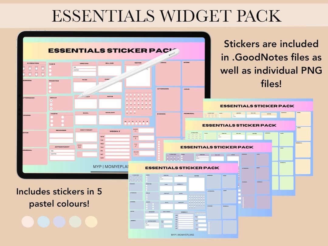 Pastel Digital Planner Stickers, Goodnotes Widgets (PNG) - Etsy