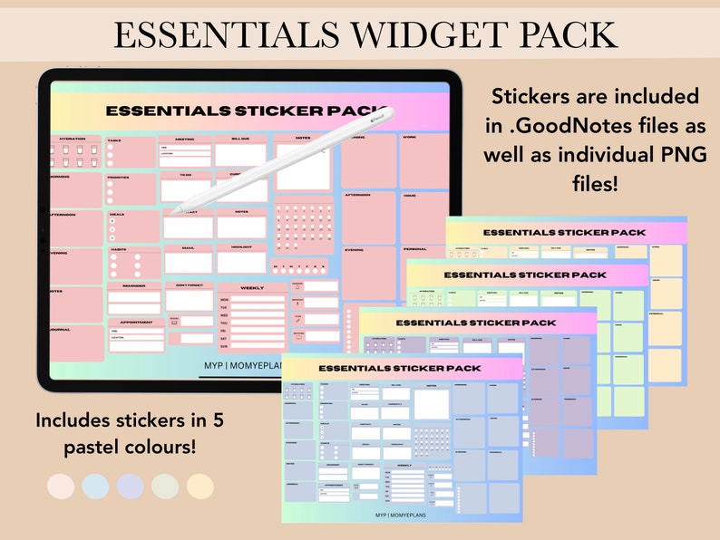 Pastel Digital Planner Stickers, Goodnotes Widgets (PNG) - Etsy