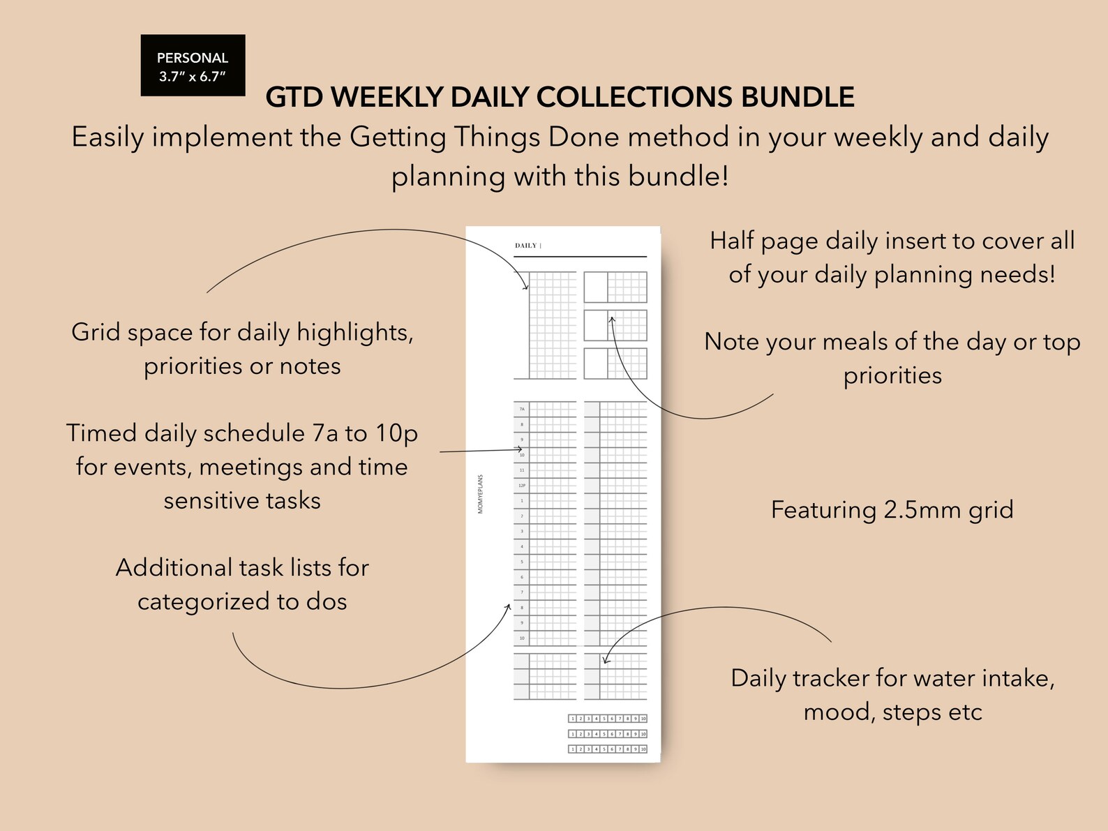 Personal GTD Planner Inserts, Getting Things Done Weekly Daily ...