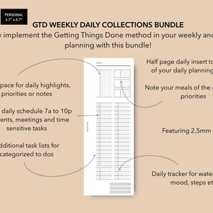 Personal GTD Planner Inserts, Getting Things Done Weekly Daily ...