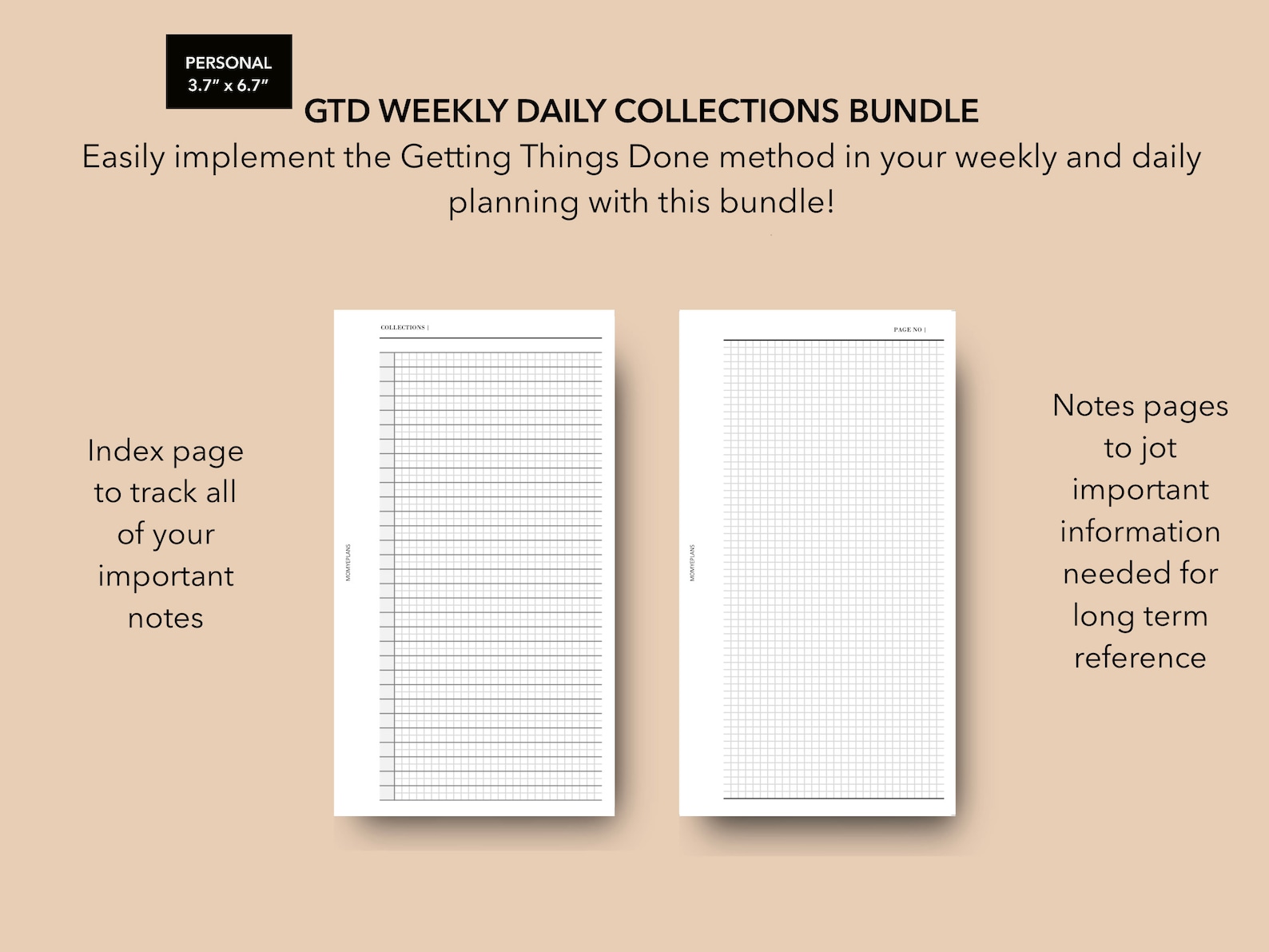 Personal GTD Planner Inserts, Getting Things Done Weekly Daily Collections Bundle, Getting ...