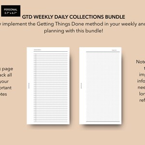 Personal GTD Planner Inserts, Getting Things Done Weekly Daily ...