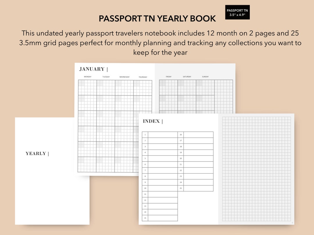 Passport TN Yearly Notebook, Passport Travelers Notebook Monthly Insert ...