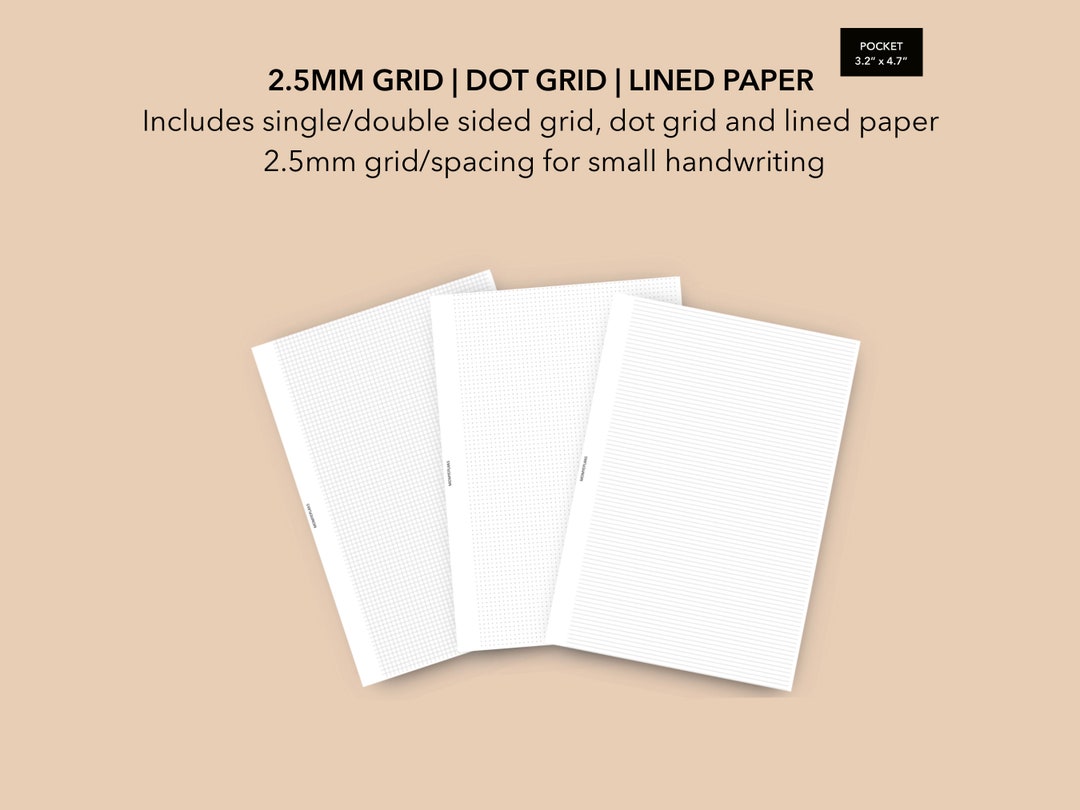 Pocket Basic Pages Inserts 2.5MM Spacing / Grid, Square Grid, Dot Grid ...
