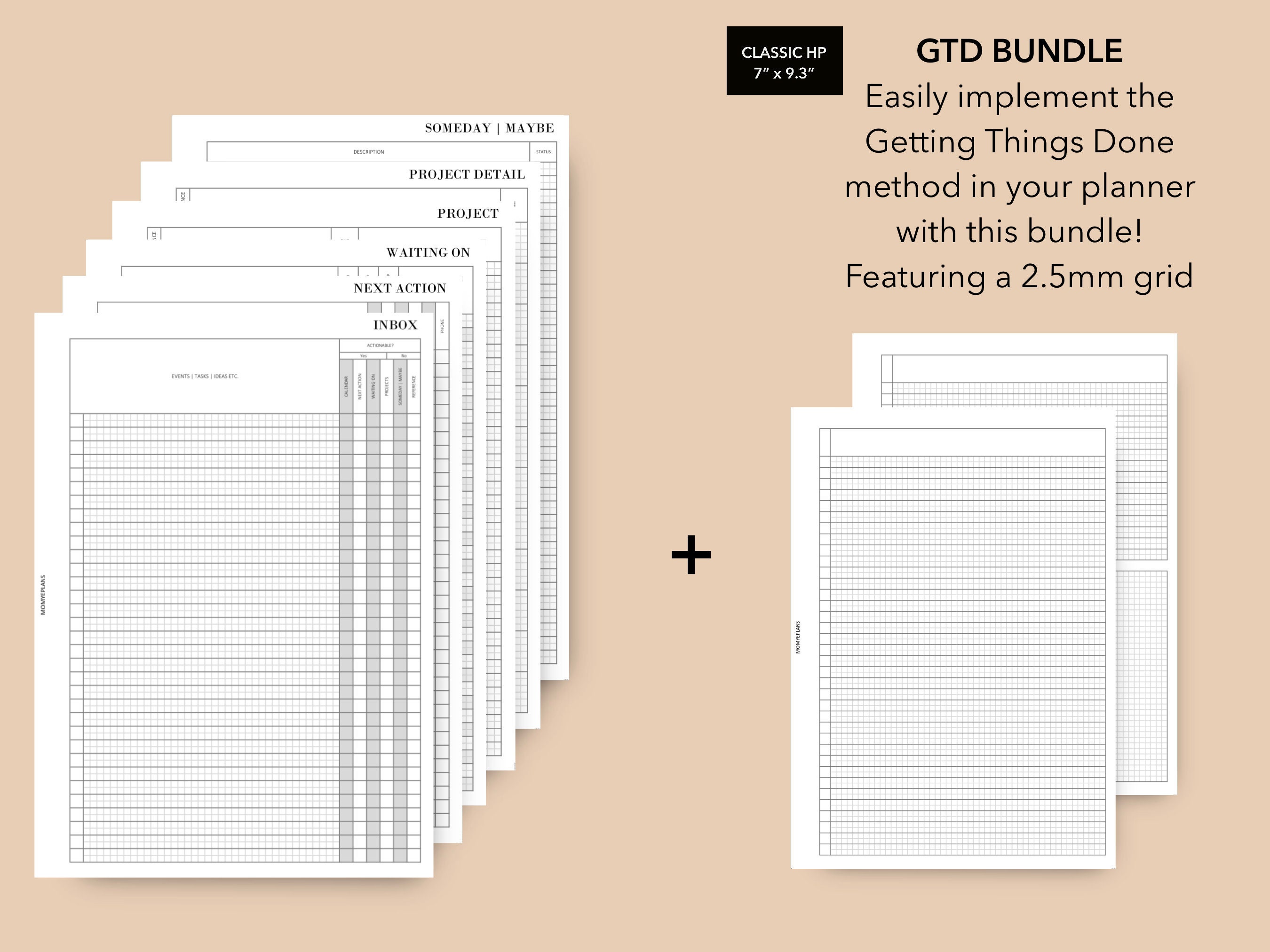 Paper Printable GTD Projects List Inserts in HP Classic size Paper ...