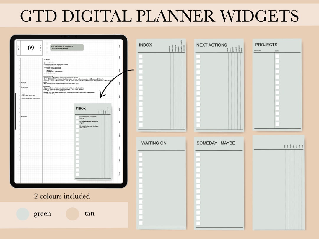 Getting Things Done Widgets, GTD Digital Planner Stickers, Getting ...