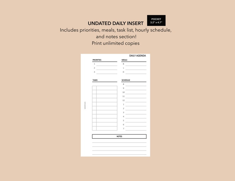 Pocket Size Daily Planner Printable Daily Agenda Daily | Etsy
