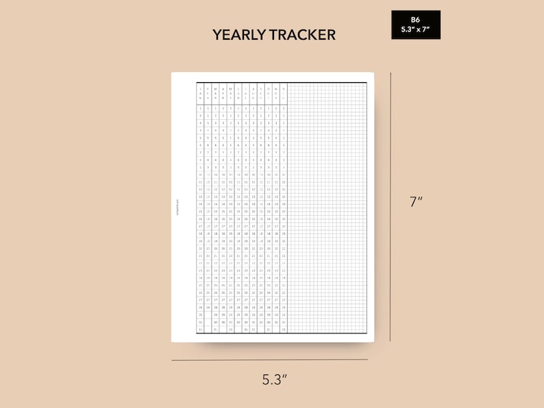 B6 Yearly Tracker, Printable B6 Planner Inserts, Undated Yearly Tracker ...