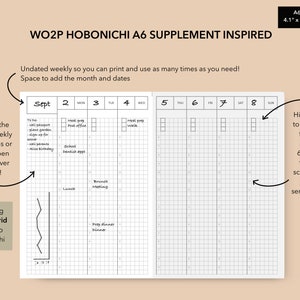 A6 Hobonichi Inspired Weekly Supplement Weekly 3.5mm Grid, Weekly ...