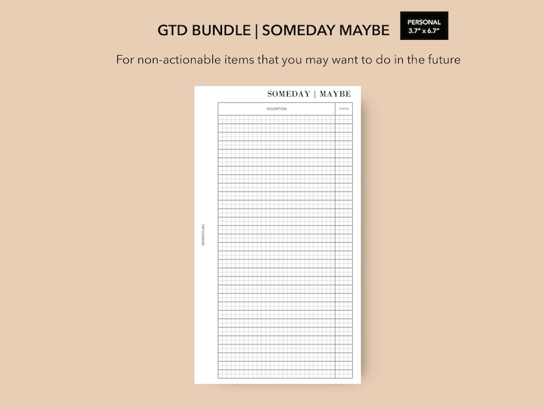 Personal Getting Things Done Printable Planner Inserts, GTD Method Insert Bundle, Getting Things ...