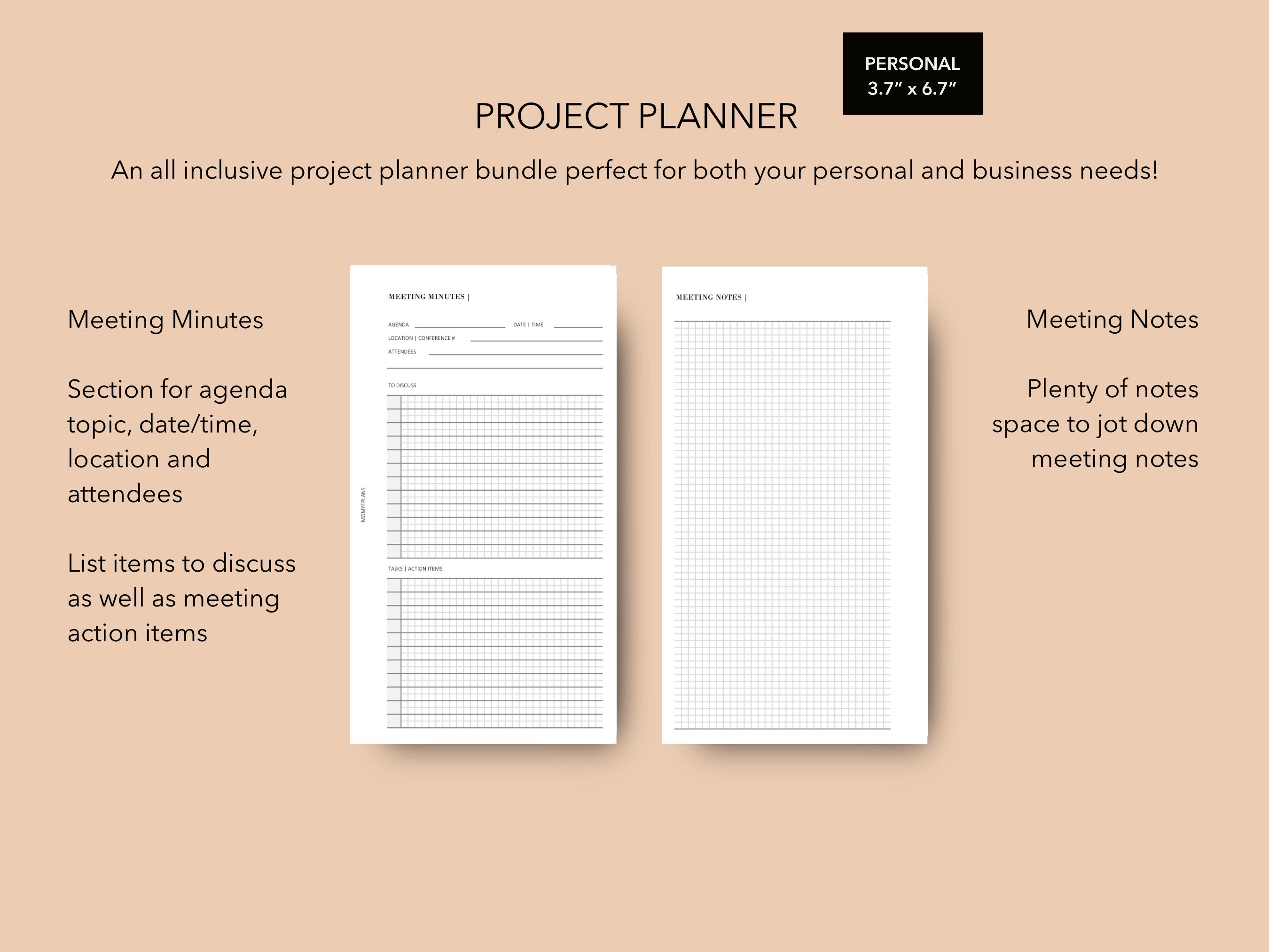 Personal Project Planner Bundle, Personal or Business Productivity ...
