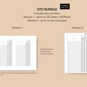 FC Compact Getting Things Done Printable Planner Inserts, GTD Method Insert Bundle, Getting ...