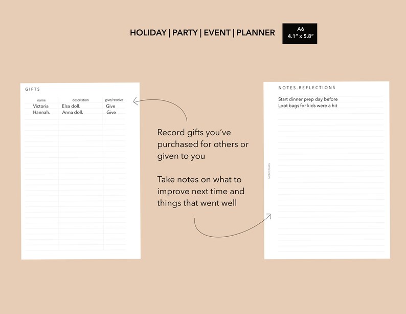 Project Event Planner A6 Size Holiday Planner Printable A6 | Etsy
