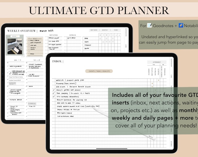 Getting Things Done Printable, Task Organizer, GTD Inbox, GTD Planner ...