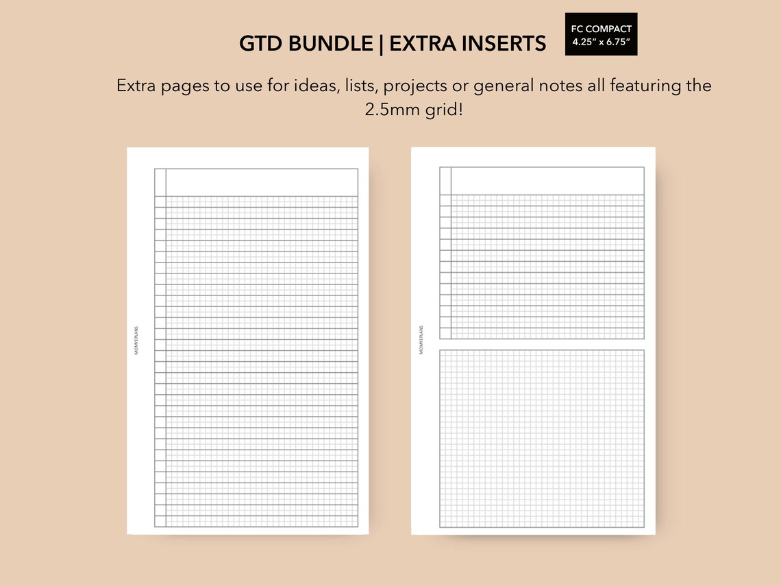 FC Compact Getting Things Done Printable Planner Inserts GTD | Etsy