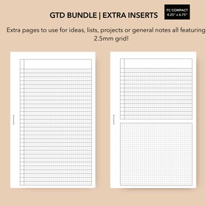 FC Compact Getting Things Done Printable Planner Inserts, GTD Method Insert Bundle, Getting ...