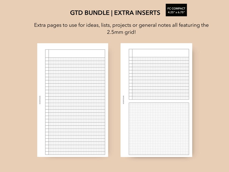 FC Compact Getting Things Done Printable Planner Inserts GTD | Etsy