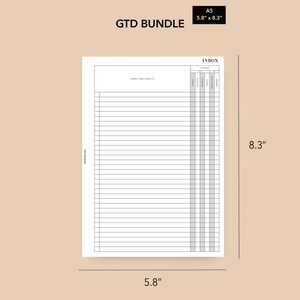 A5 Getting Things Done NO GRID Printable Planner Inserts, GTD Method ...