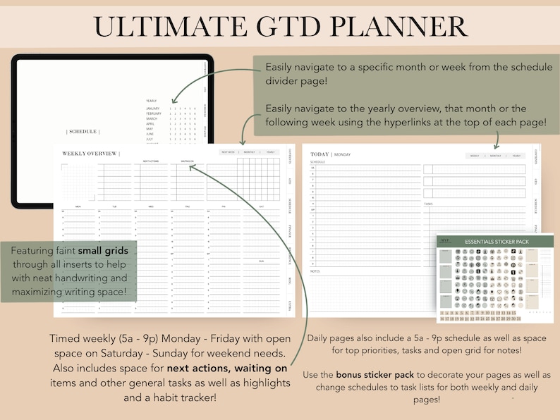 Ultimate GTD Digital Planner for Goodnotes and Notability, Getting ...