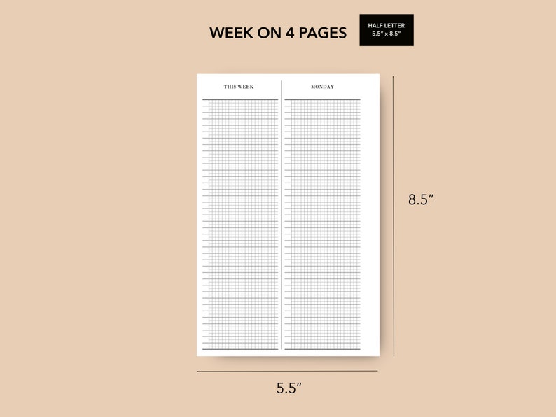 Half Letter Discbound Weekly Planner Insert Printable Undated - Etsy