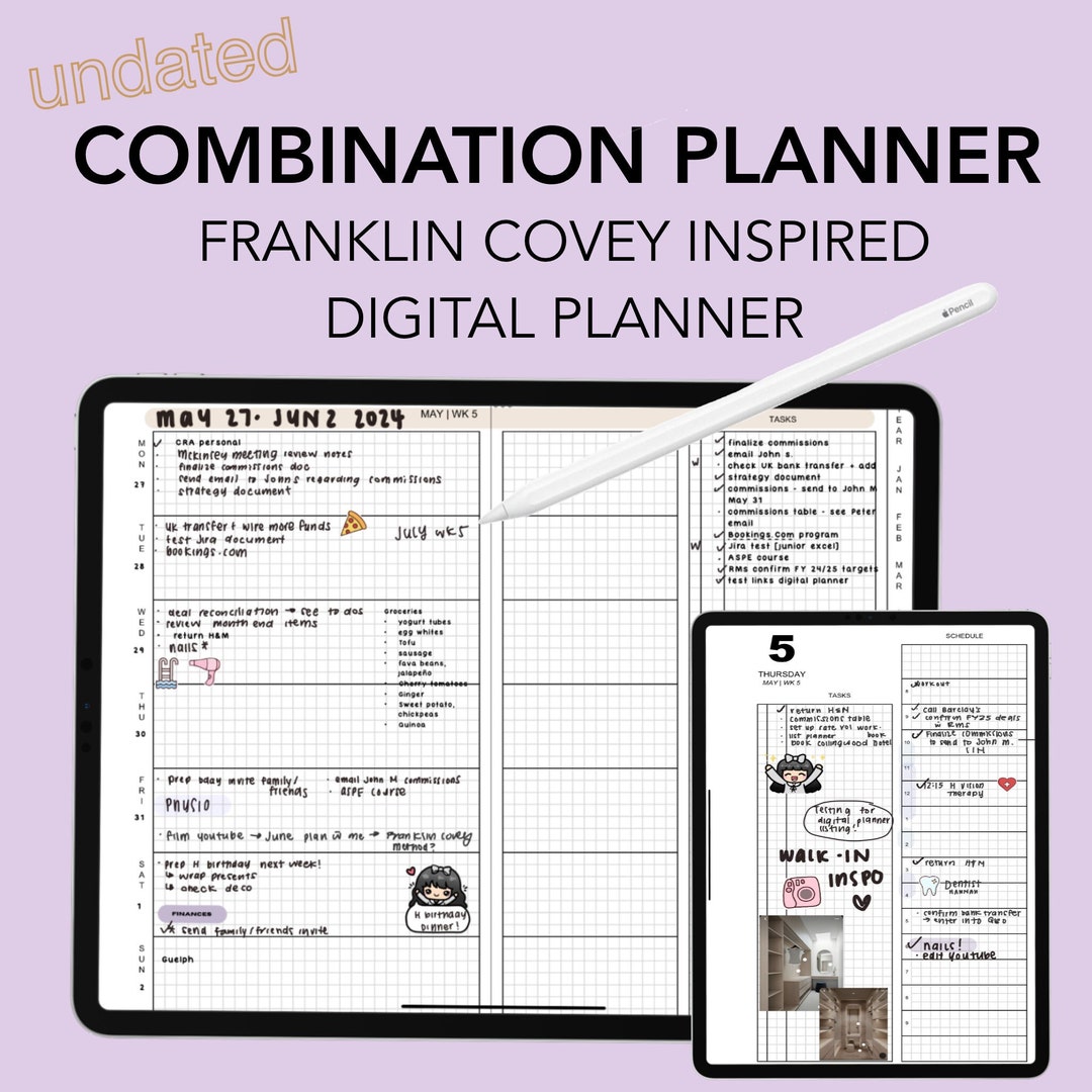 Franklin Covey Inspired Digital Planner, Digital Franklin Planner, Combination Method Planner ...