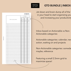 Personal Getting Things Done Printable Planner Inserts, GTD Method ...