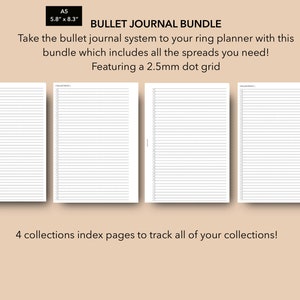 A5 Printable Bullet Journal Bundle, A5 Bujo Inserts, Dot Grid Refills ...
