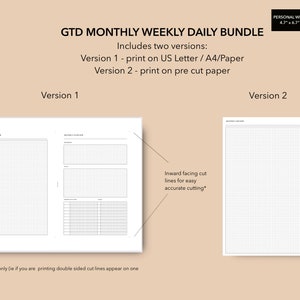 Personal Wide Getting Things Done Printable Planner Inserts, PW Inserts ...
