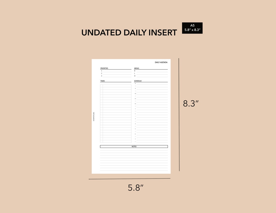 A5 Daily Planner Printable Day on One Page A5 Printable - Etsy Canada