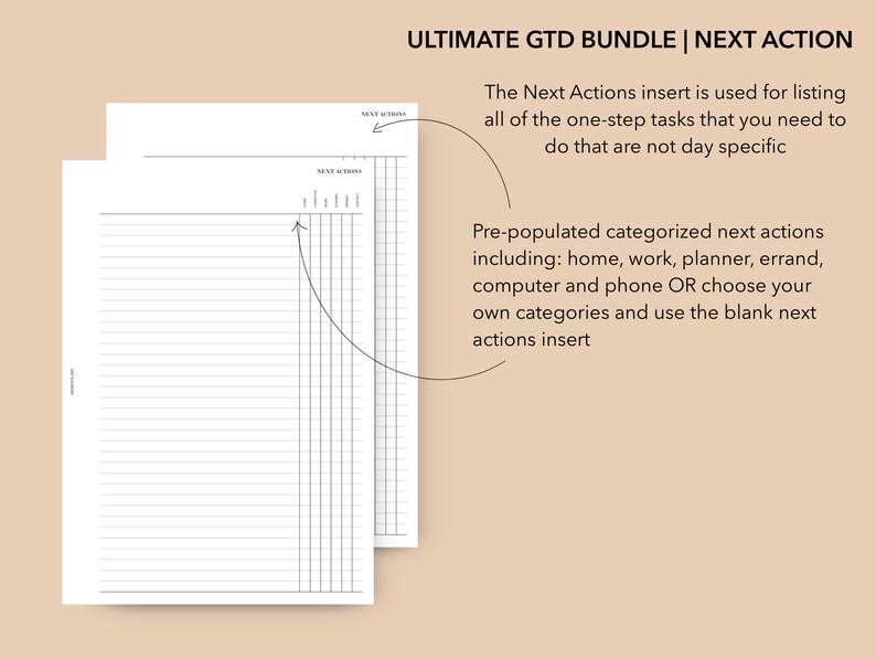 Mini HP GTD Planner Inserts Bundle, Getting Things Done Printable ...