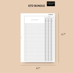 Personal Wide Getting Things Done Printable Planner Inserts, GTD Method Insert Bundle, Getting ...