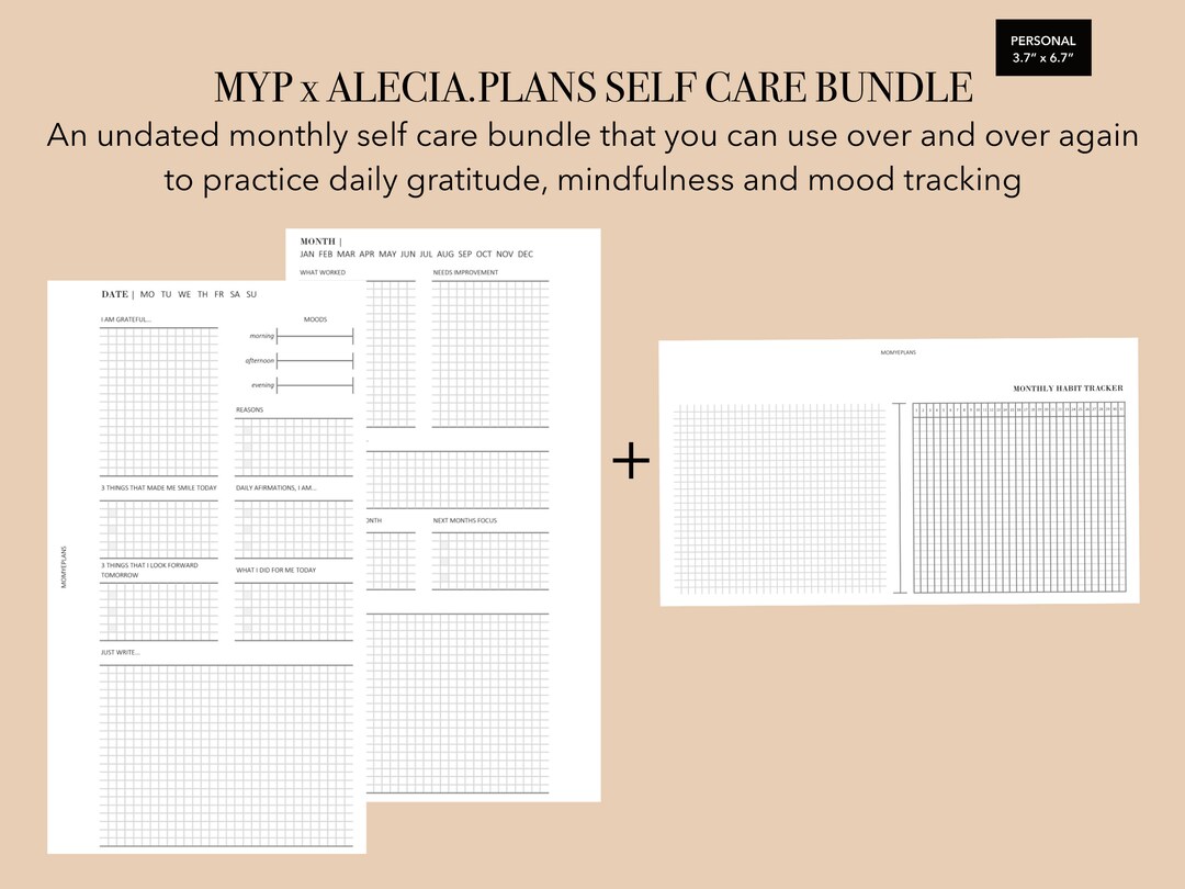Personal MYP X Alecia.plans Self Care Bundle, Daily Journaling, the 5 ...