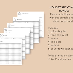 Holiday Planner Printable Sticky Notes, Christmas Planner Inserts ...