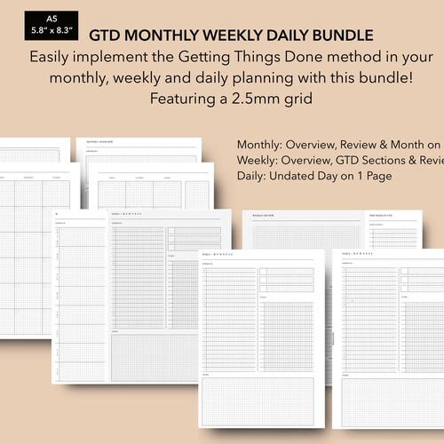 Personal Getting Things Done Printable Planner Inserts GTD - Etsy