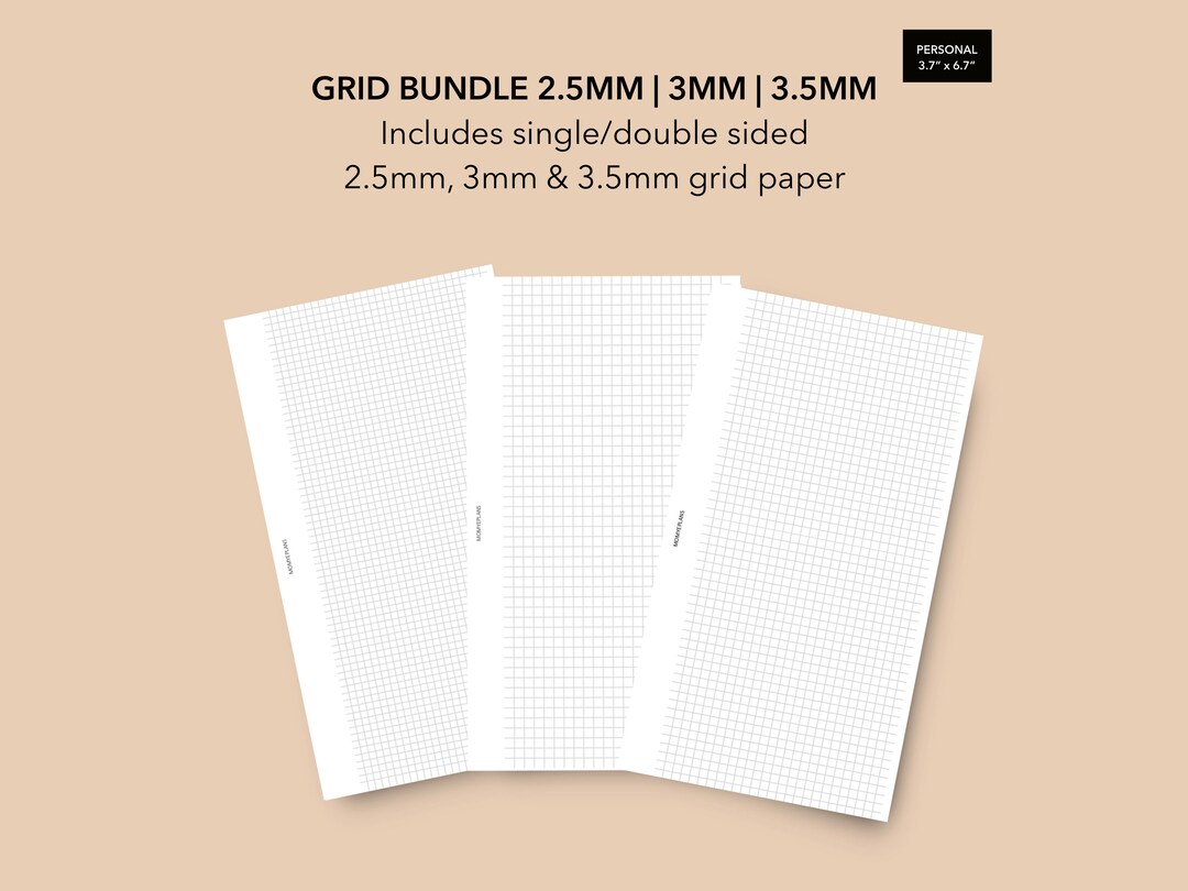 Personal Grid Bundle 2.5MM 3MM 3.5MM Basic Planner Pages, Square Grid ...