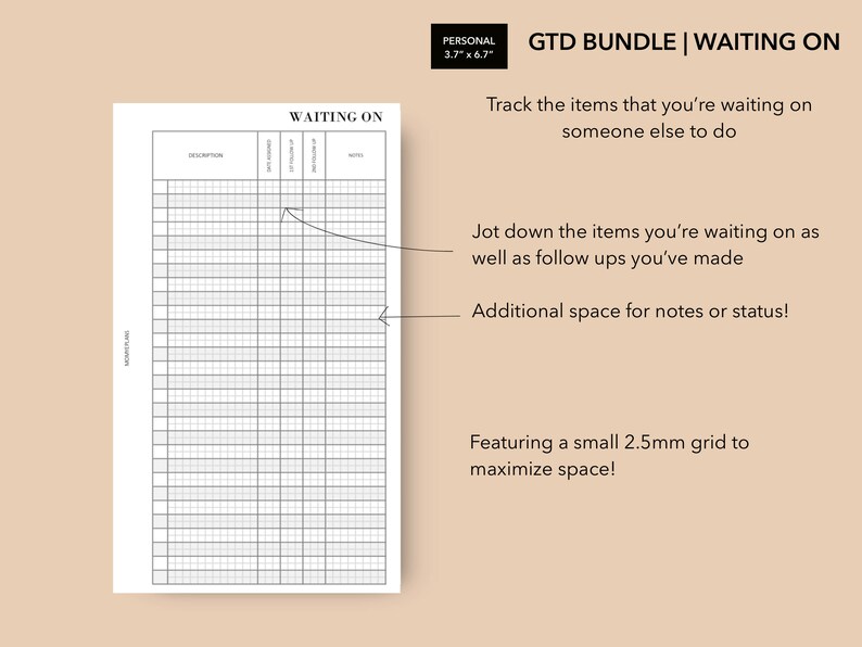 Personal Getting Things Done Printable Planner Inserts, GTD Method Insert Bundle, Getting Things ...