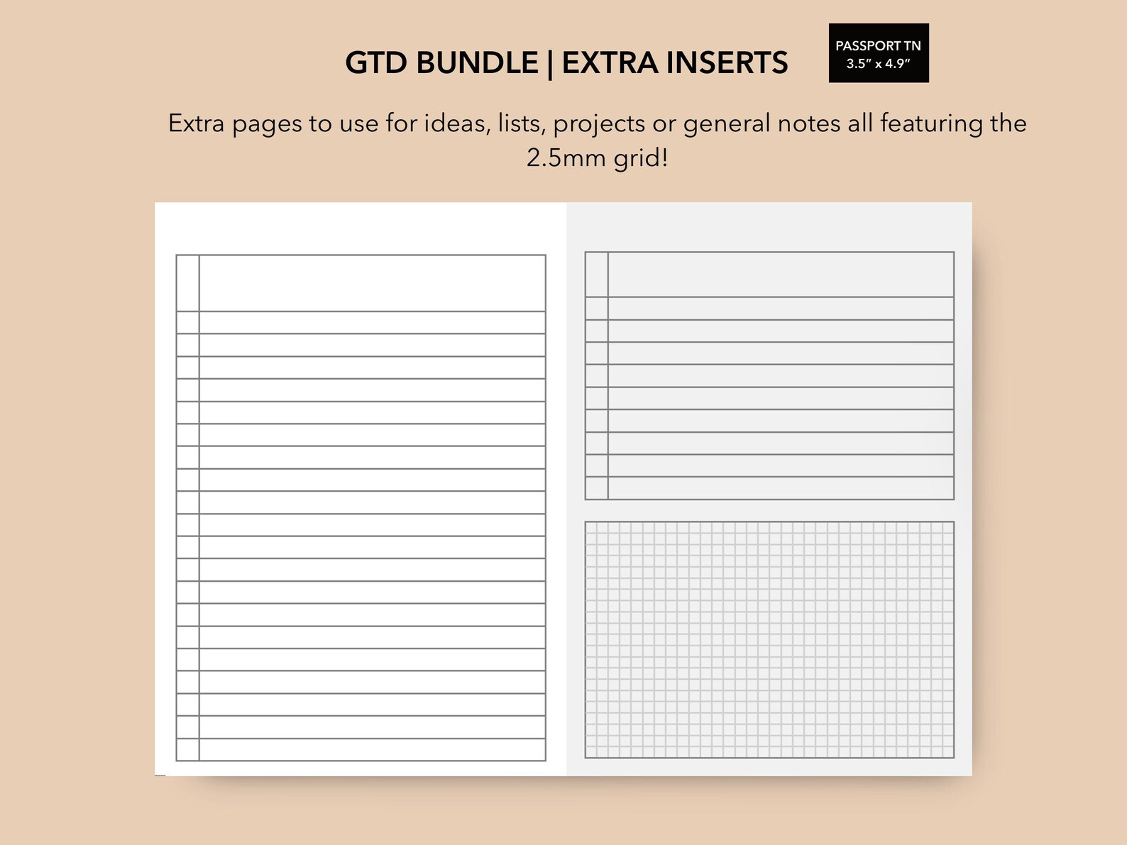 Passport TN Planner Inserts, GTD Method Bundle (digital Download) - Etsy