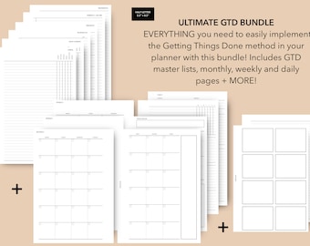 Personal Getting Things Done Printable Planner Inserts, GTD Method Insert Bundle, Getting Things ...