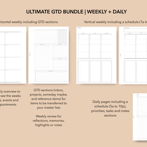Half Letter Ultimate GTD Bundle Printable Planner Inserts, Half Letter ...