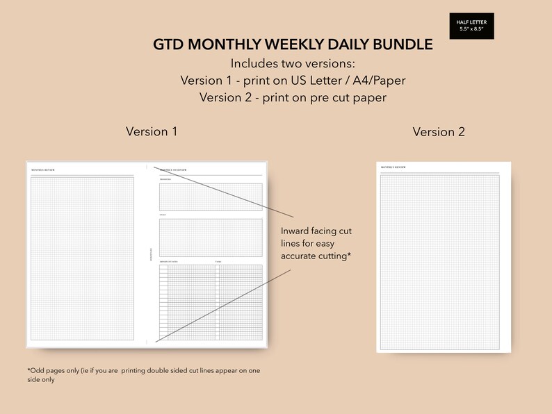 Half Letter Getting Things Done Printable Planner Inserts GTD | Etsy