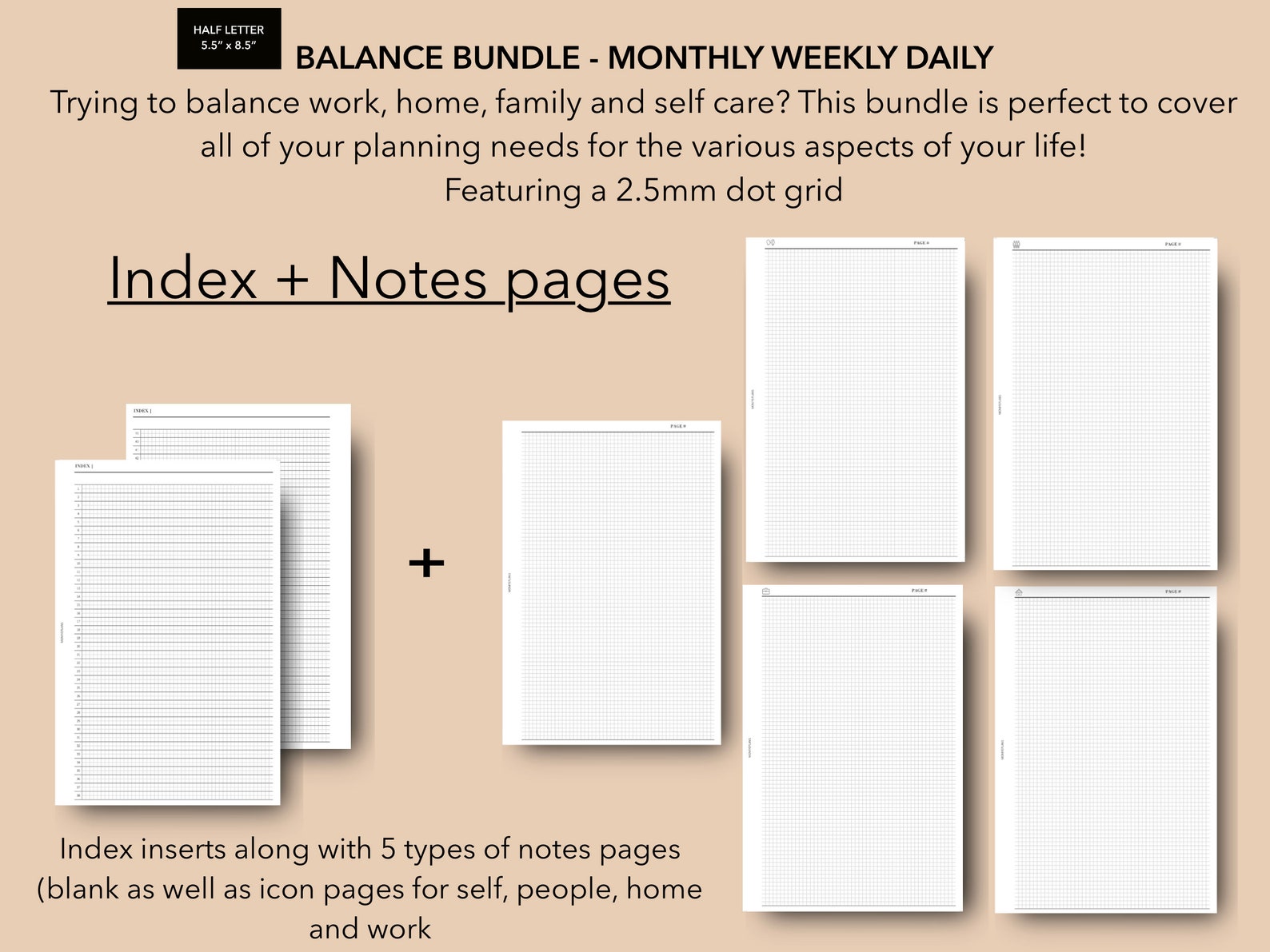 Half Letter Discbound Balance Bundle Monthly Weekly Daily | Etsy
