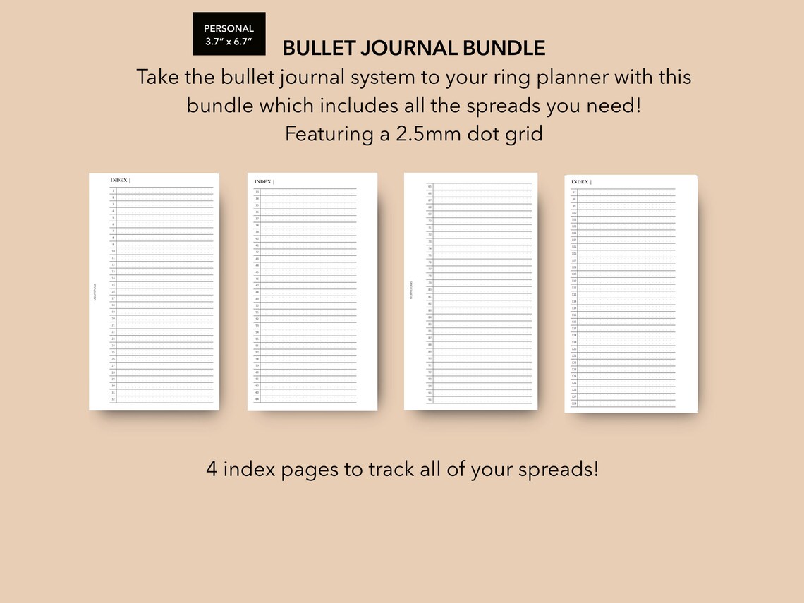 Personal Printable Bullet Journal Bundle Bujo Inserts Future - Etsy