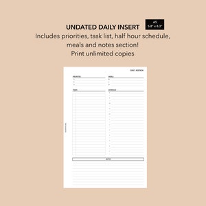 A5 Daily Planner Printable, Day on One Page A5 Printable Planner ...