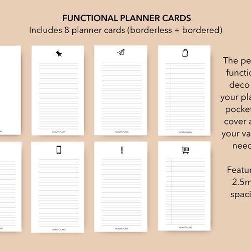 Printable Functional Planner Cards Minimalist Planner Cards - Etsy
