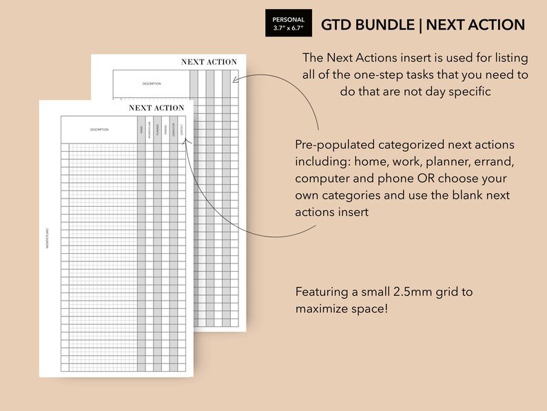 Personal Getting Things Done Printable Planner Inserts, GTD Method Insert Bundle, Getting Things ...