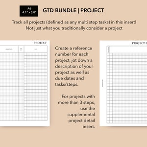A6 Getting Things Done Printable Planner Inserts, GTD Method Insert ...