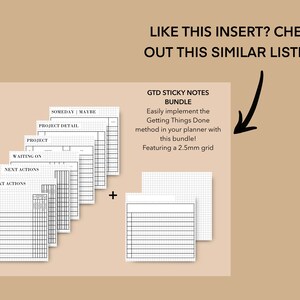 FC Compact Getting Things Done Printable Planner Inserts, GTD Method Monthly, Weekly Daily ...